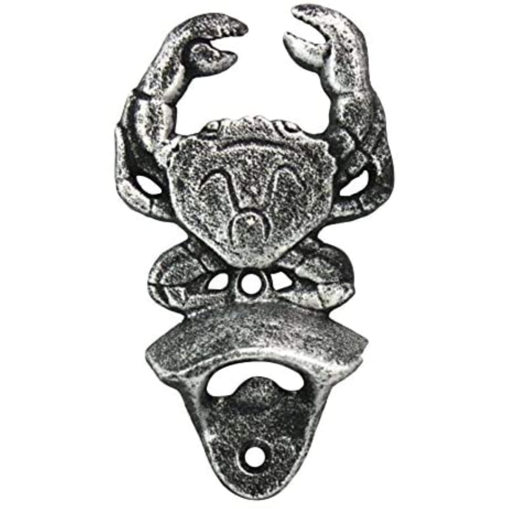 Hampton Nautical Antique Silver Cast Iron Wall Mounted Crab Bottle ...