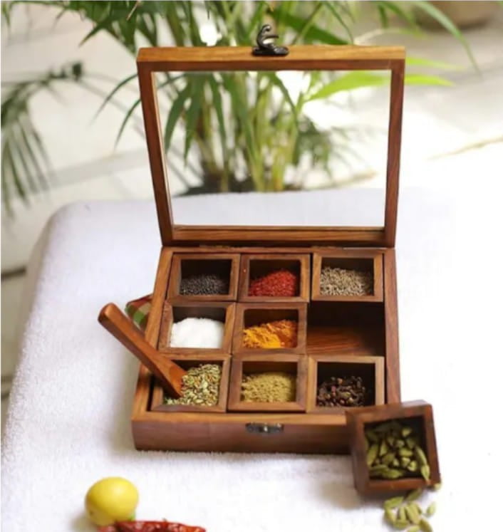 Wooden Handmade classical vintage style spice storage boxes handmade ...
