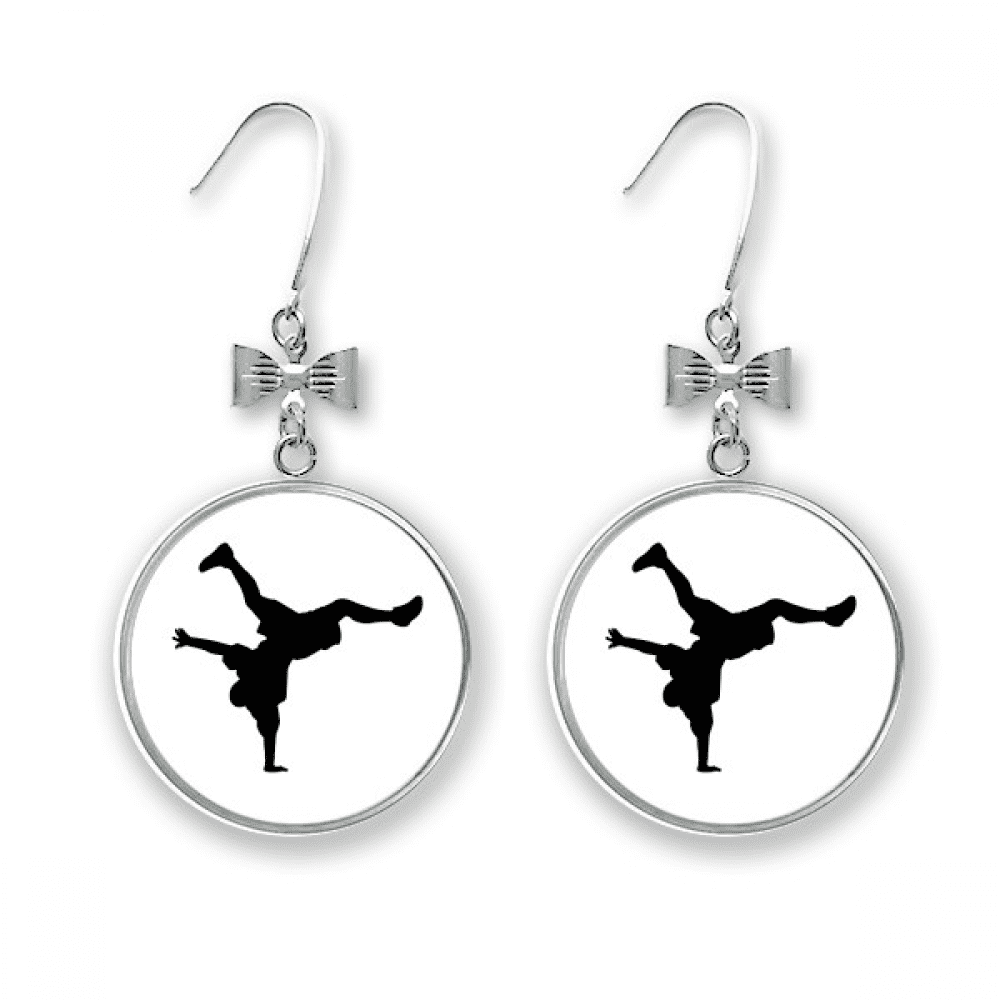 handstand breaking dancer sports bow earrings drop stud pierced hook ...
