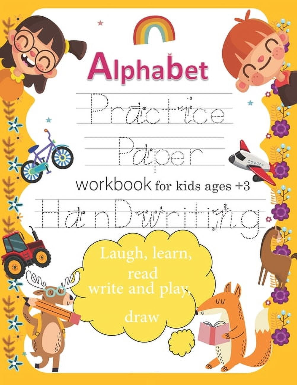 handwriting practice paper : workbook practice books for kids Ages 3-5 ...