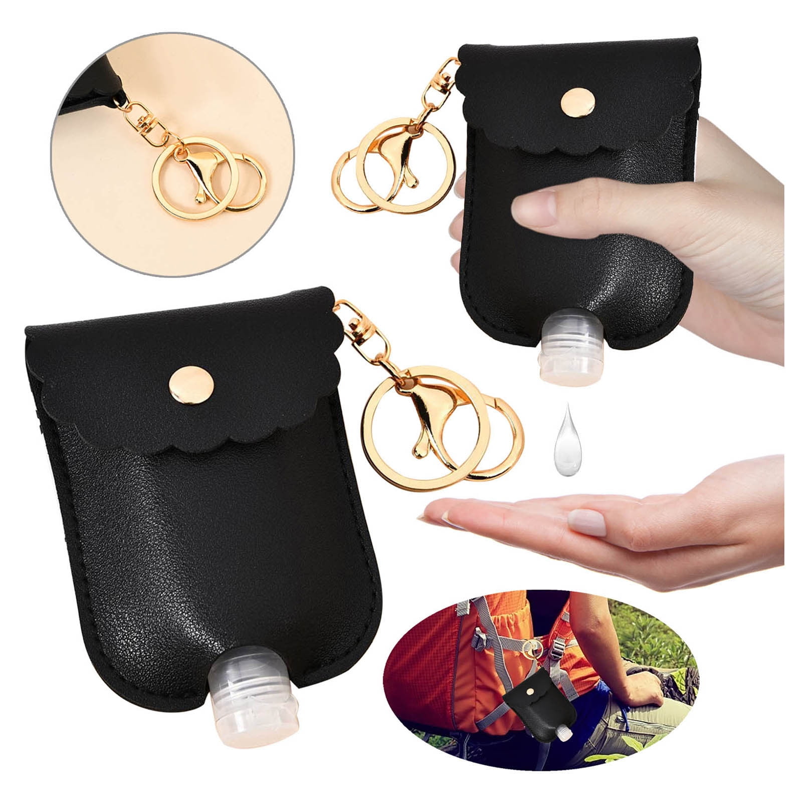 hanxiulin hand sanitizer holder keychain bottle container with cover ...