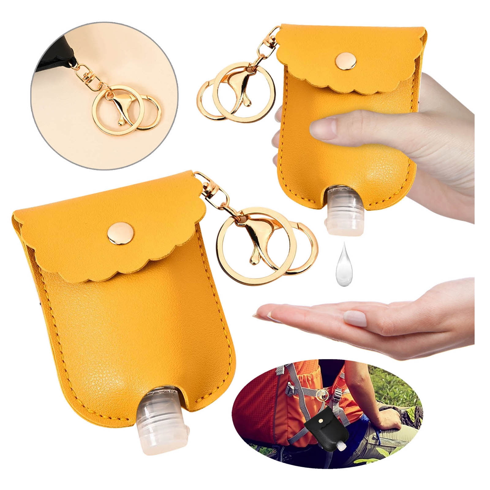 hanxiulin hand sanitizer holder keychain bottle container with cover ...