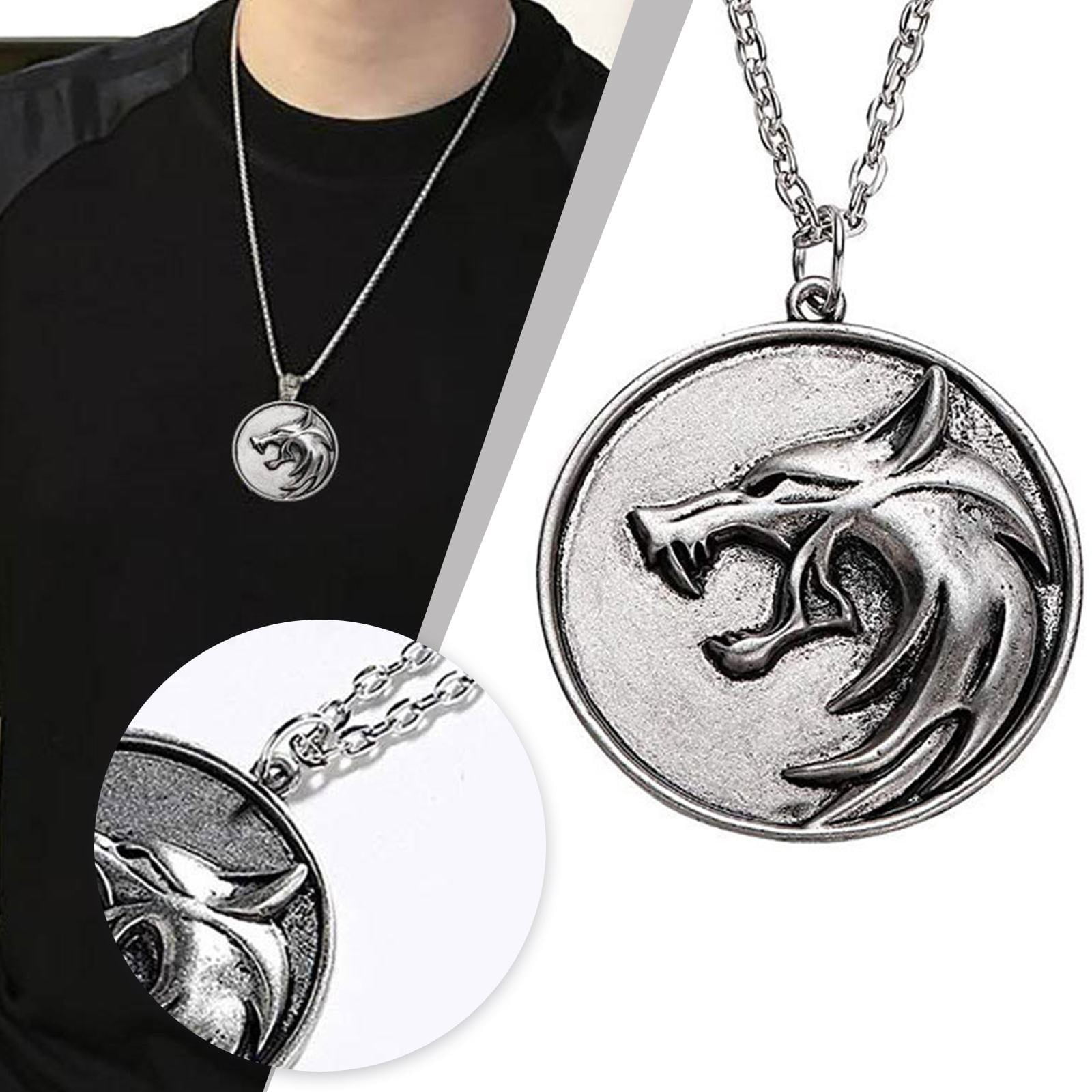 hanxiulin pendant necklace male witcher wolf head totems exaggerated ...