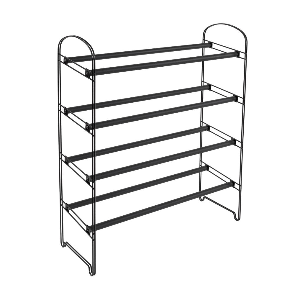 haoyangboom 4-Tier 30-Pair Black Expandable Metal Frame Shoe Rack ...
