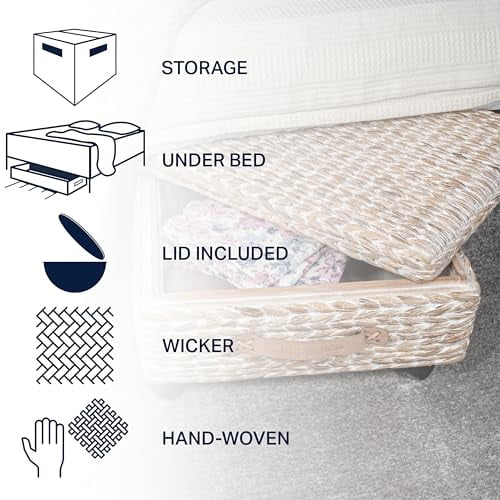 happimess BSK1006C Chett Minimalist Hand-Woven Hyacinth/Wood Underbed ...