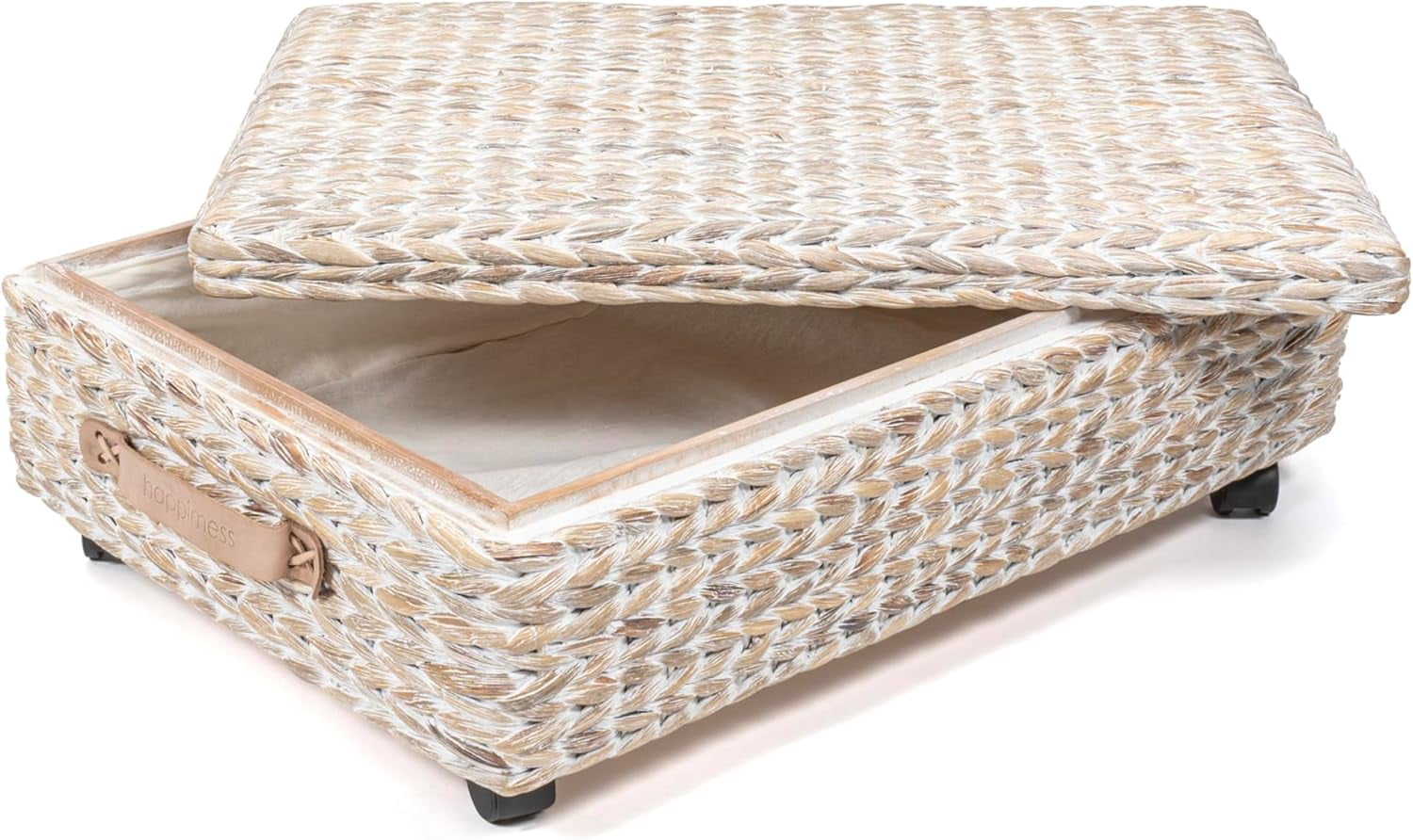 happimess BSK1006C Chett Minimalist Hand-Woven Hyacinth/Wood Underbed ...