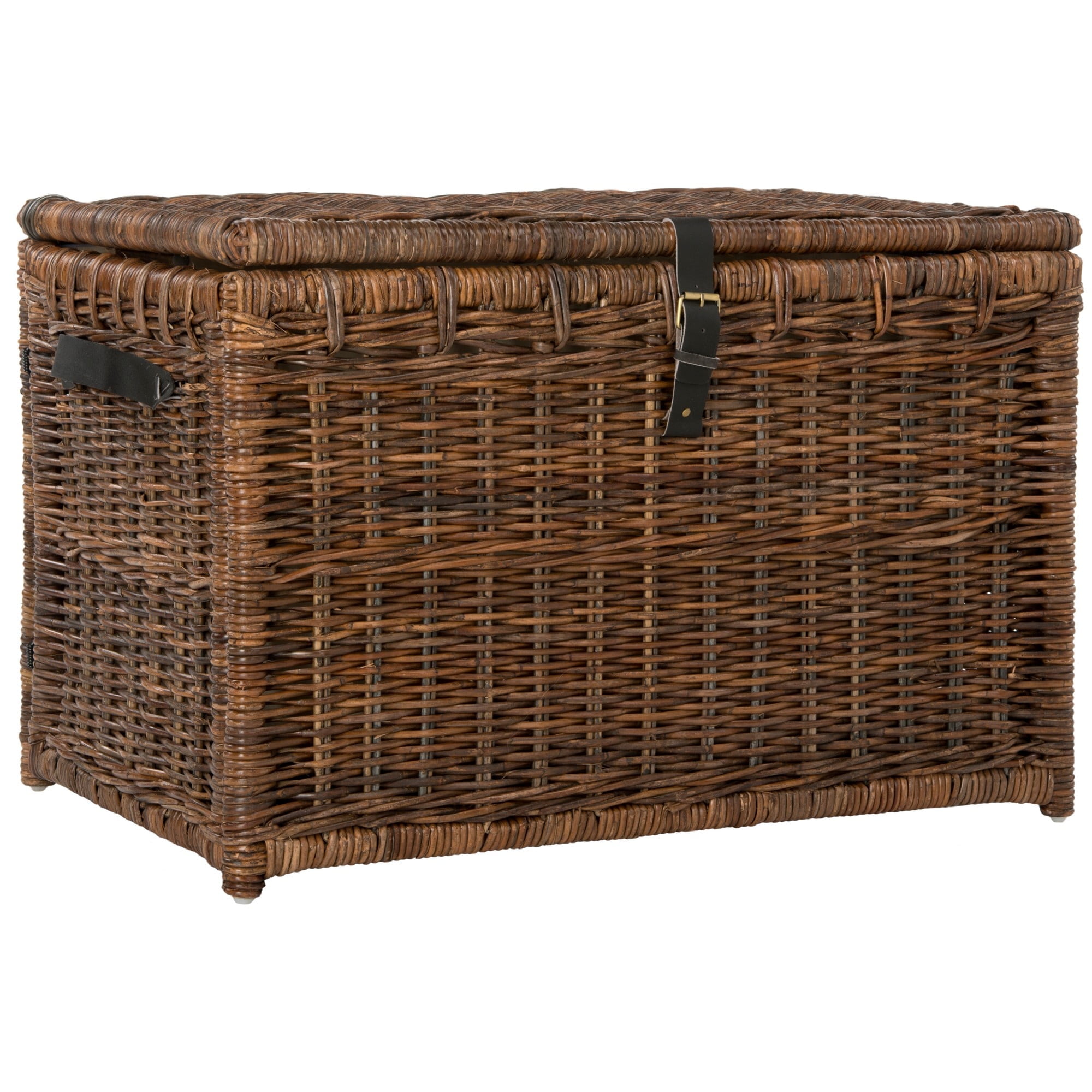 Michael Large Woven Wicker Storage Trunk with Lid, Chestnut Brown ...