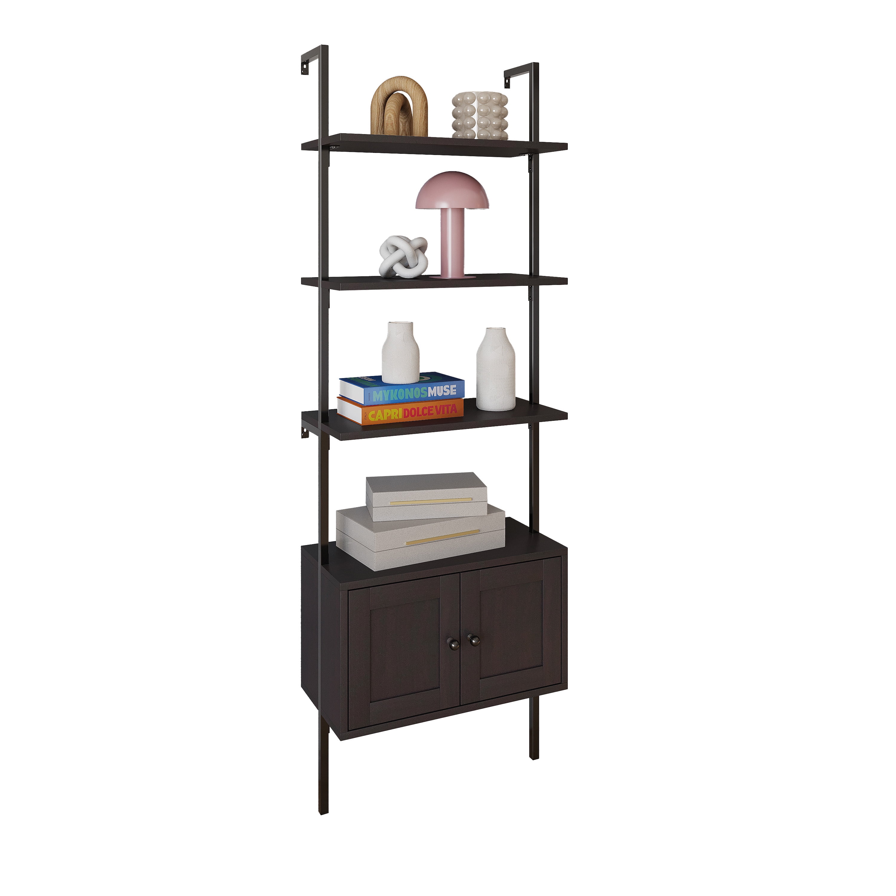 happimess MSH1002A Tulare 72.05" MidCentury Industrial 4-Shelf Wood ...