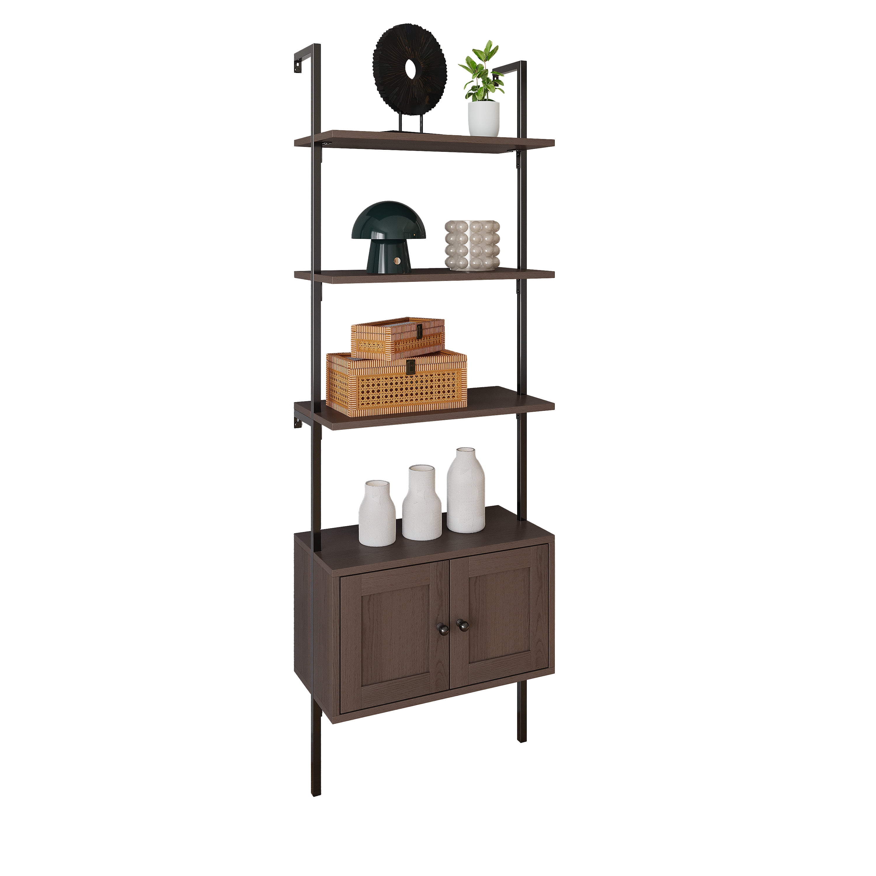 happimess MSH1002C Tulare 72.05" MidCentury Industrial 4-Shelf Wood ...