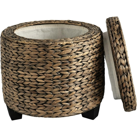 happimess SSL1002B Addie 17.72" Modern Coastal Handwoven Water Hyacinth ...