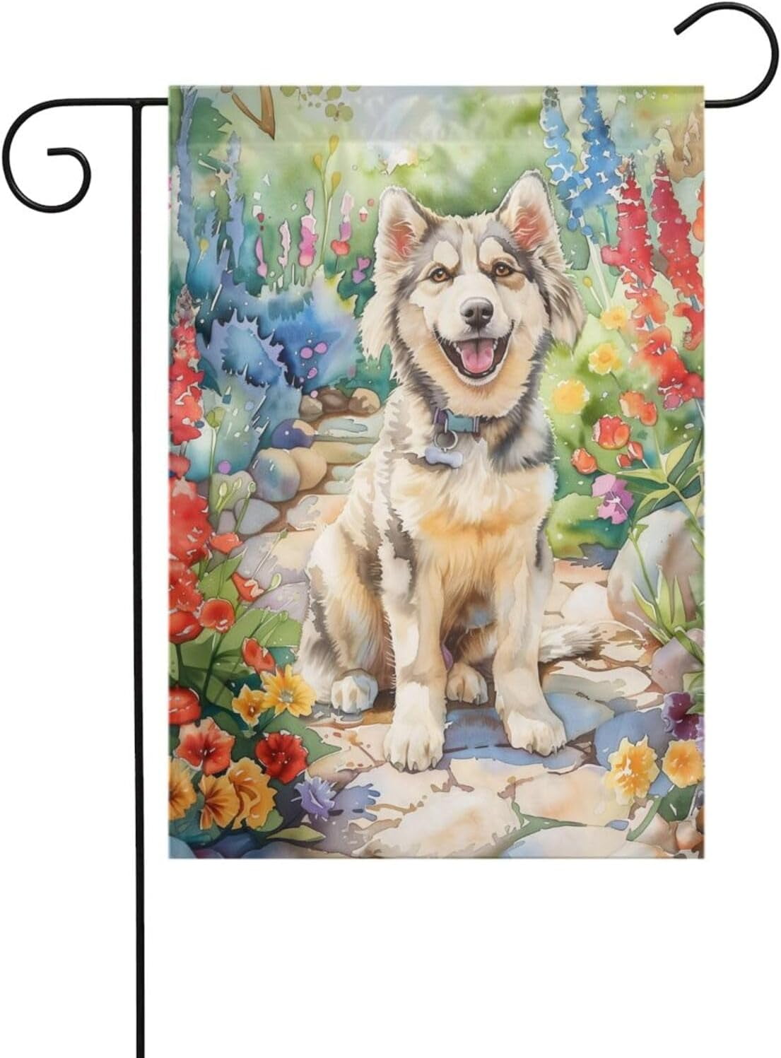 happy smiling Husk puppy Garden Flags Double Sided,Garden Flags for All ...