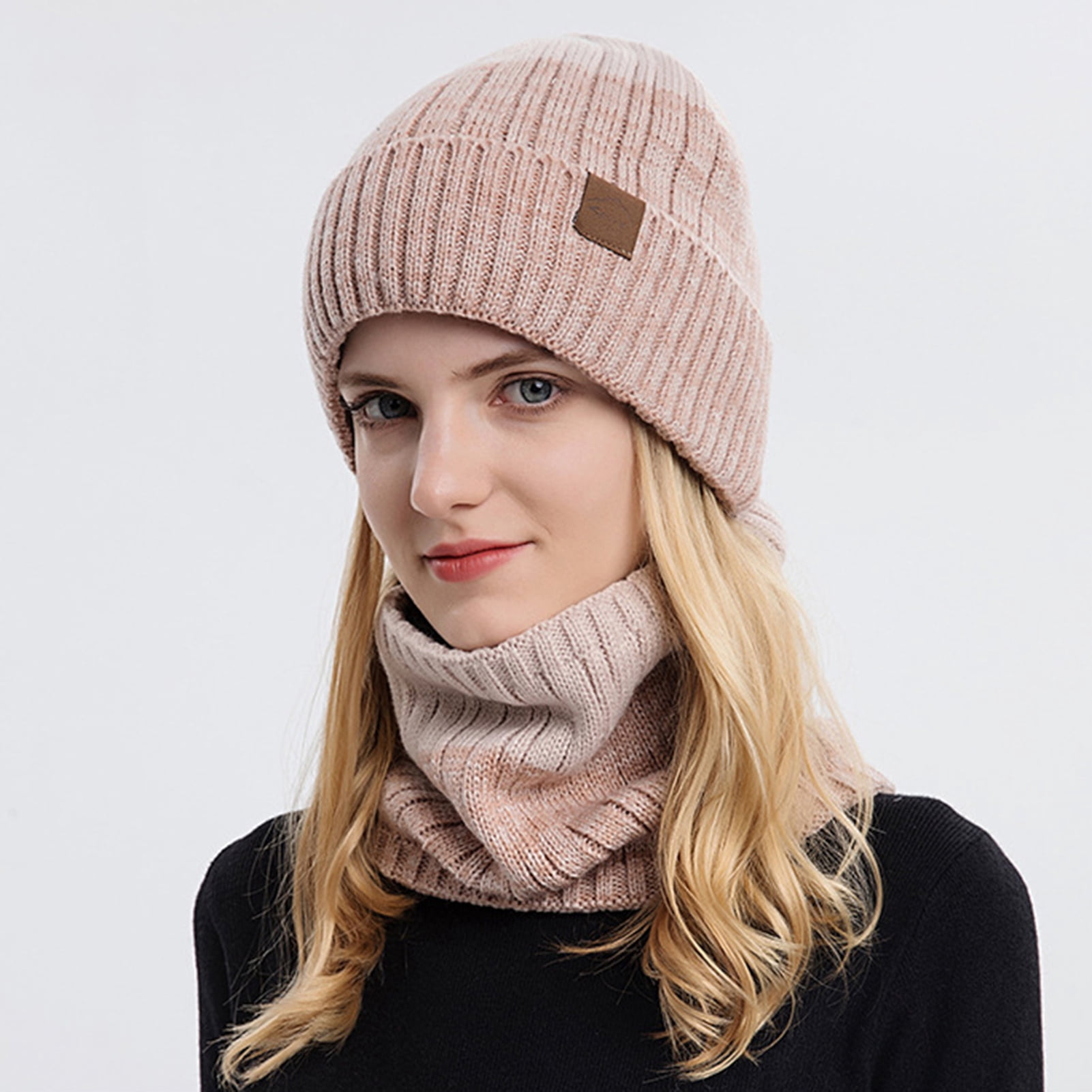 harmtty 1 Set Winter Hat Scarf Set Unisex Knitted High Elasticity Anti ...