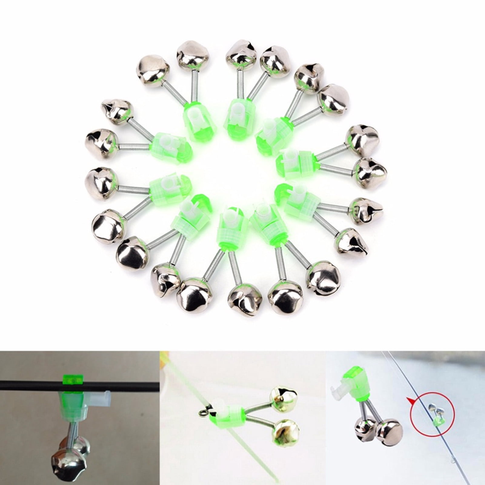 harmtty 10Pcs Fishing Alarm Bell Dual Bells High Decibel Sensitive Mini ...