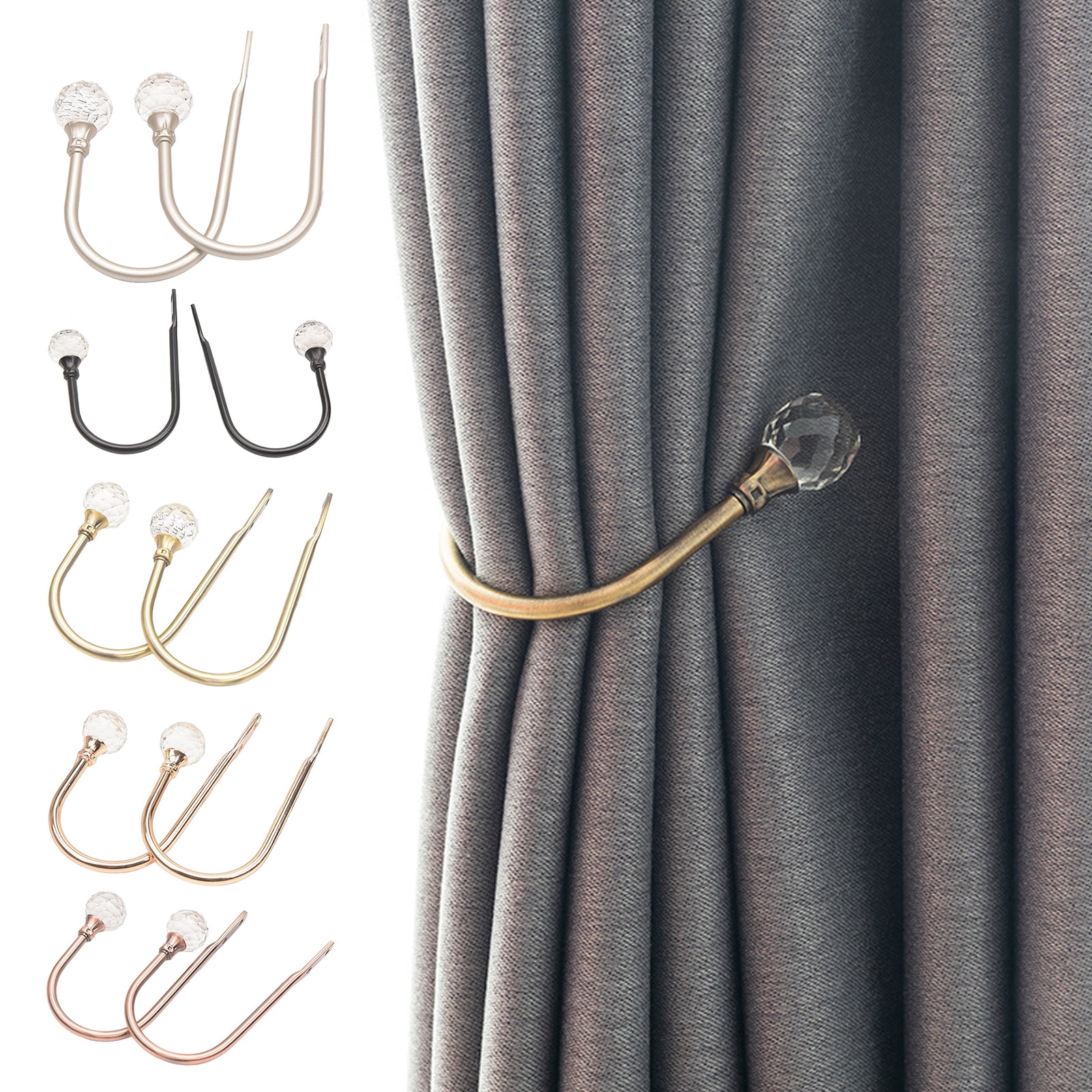 harmtty 2Pcs Curtain Hooks Rust-Proof Wear-resistant Wall Mounted U ...