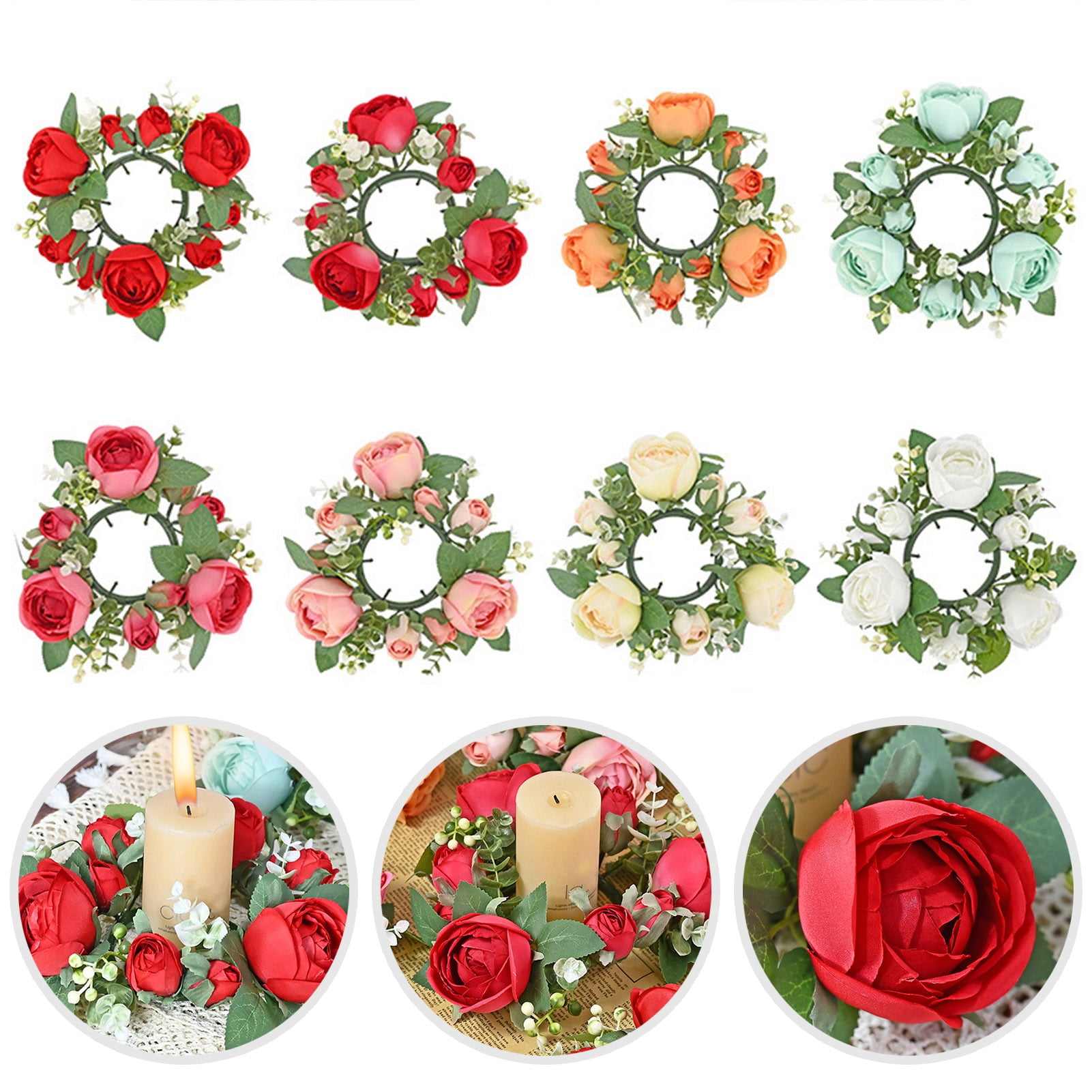 harmtty Artificial Flower Candle Holder Artificial Garland 6pcs ...