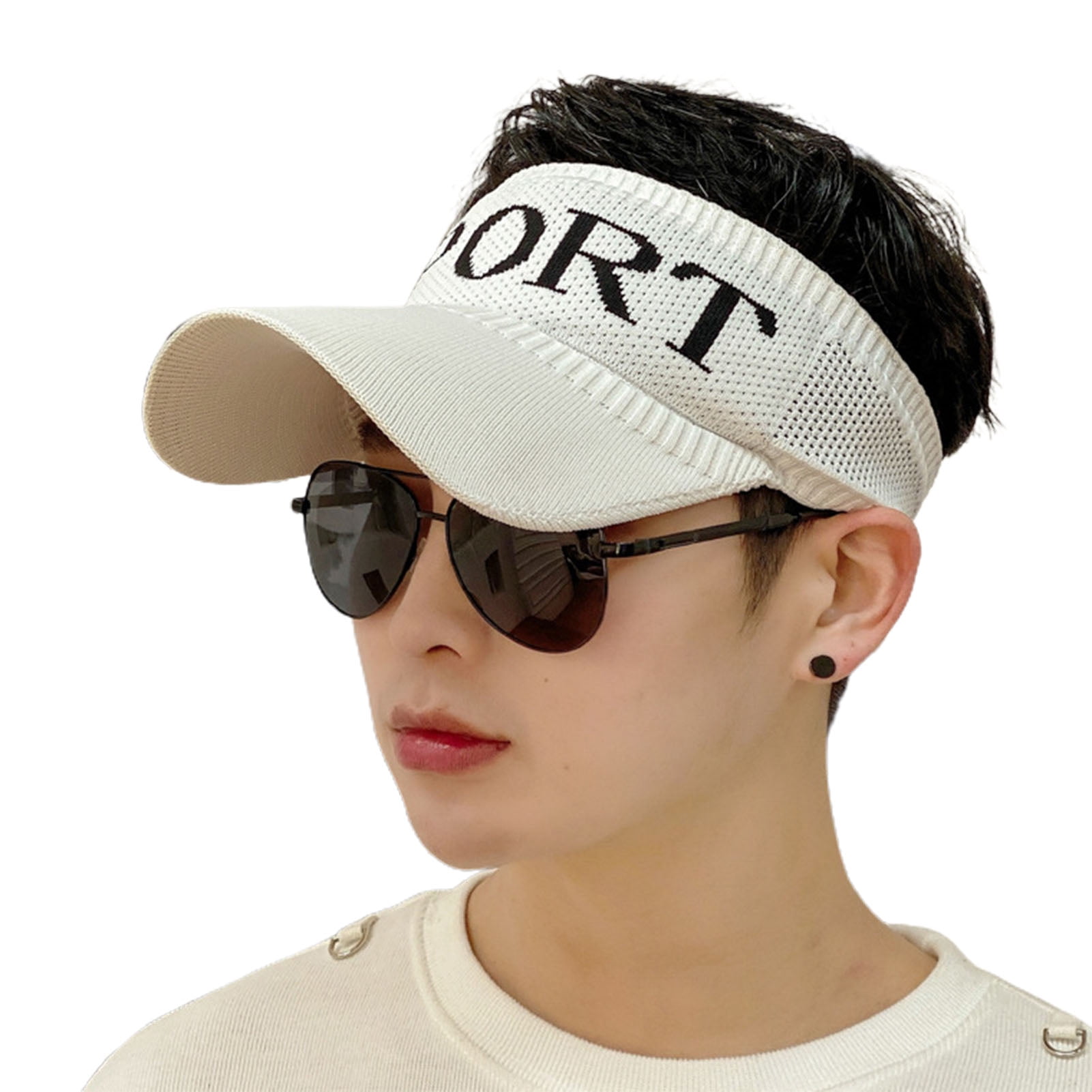 harmtty Baseball Cap Contrast Color Letter Print Sun Hollow Out ...