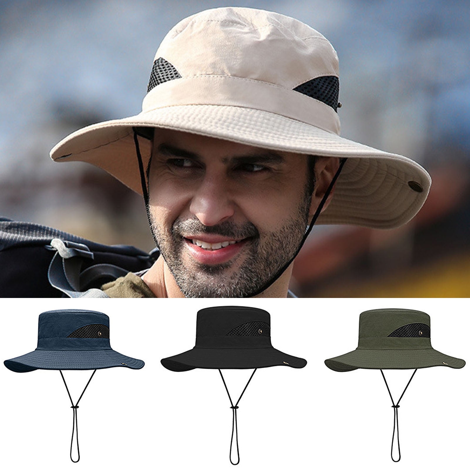 harmtty Bucket Hat Wide Brim Multi function Comfortable UV Breathable ...
