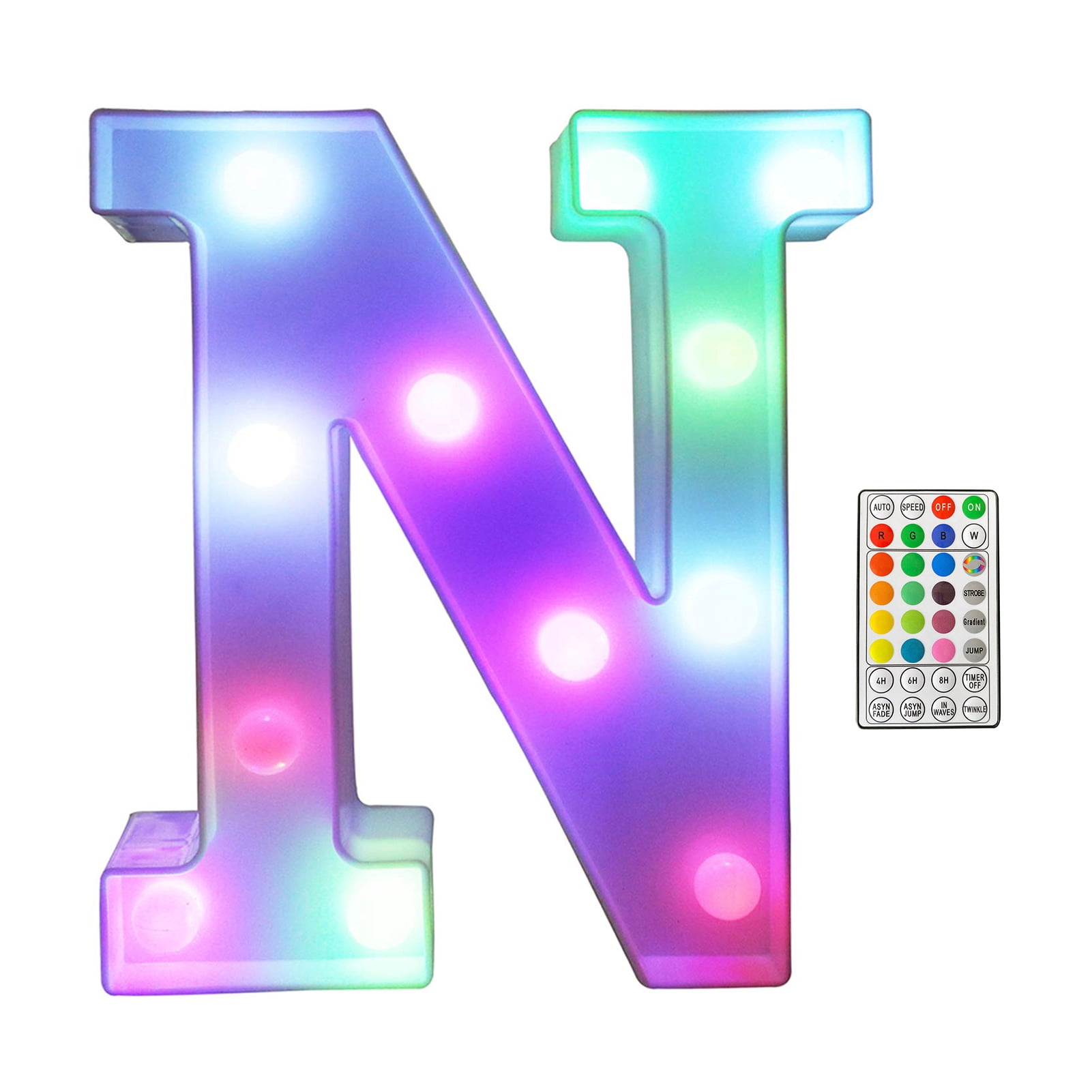harmtty Colourful LED Letter Lights with Remote 4 Flashing Modes ...
