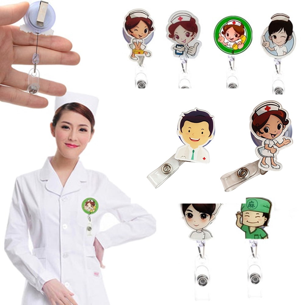 harmtty Cute Retractable Badge Reel Nurse Doctor Key ID Name Card ...