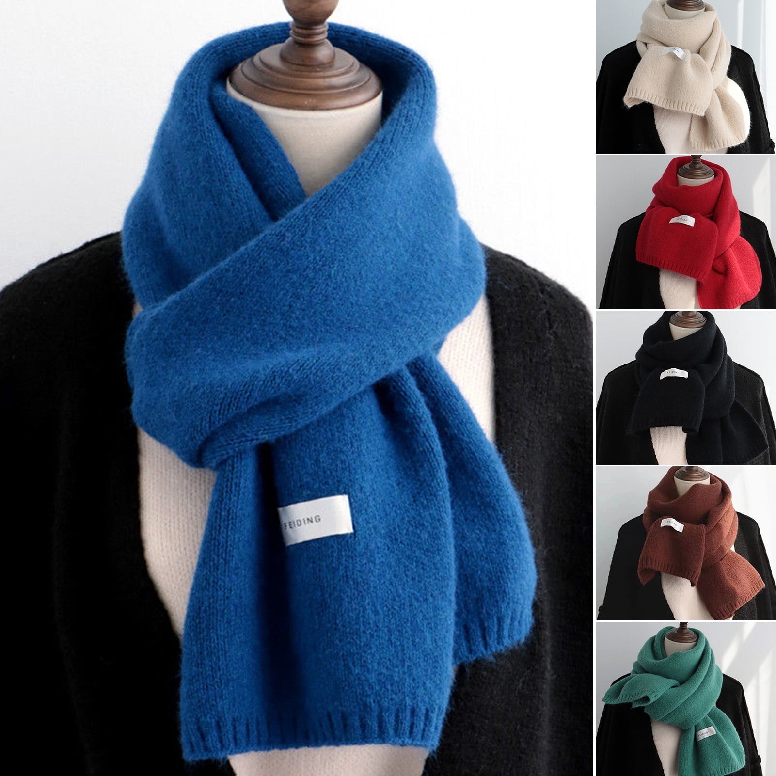 harmtty Fashion Women Scarf Solid Color Labeling Thickened Long Stretch ...