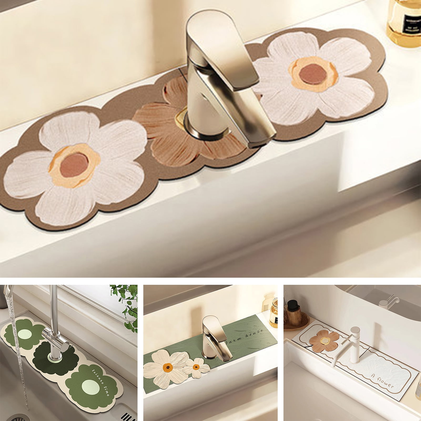 harmtty Faucet Pad Water Absorption Quick Drying Damp-proof Non-slip ...