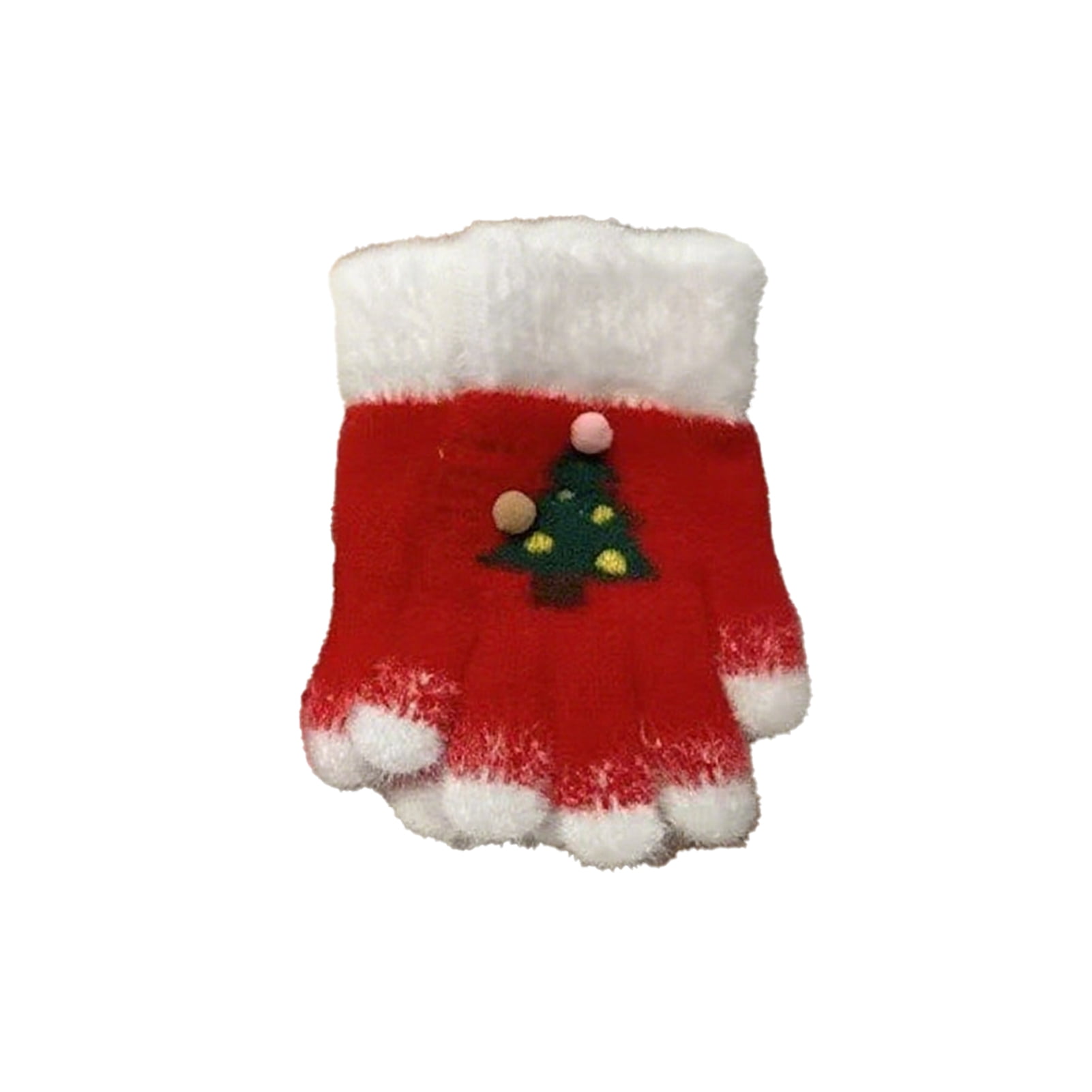 harmtty Festive Wear Gloves Knitted Christmas Tree Pattern Gloves for ...