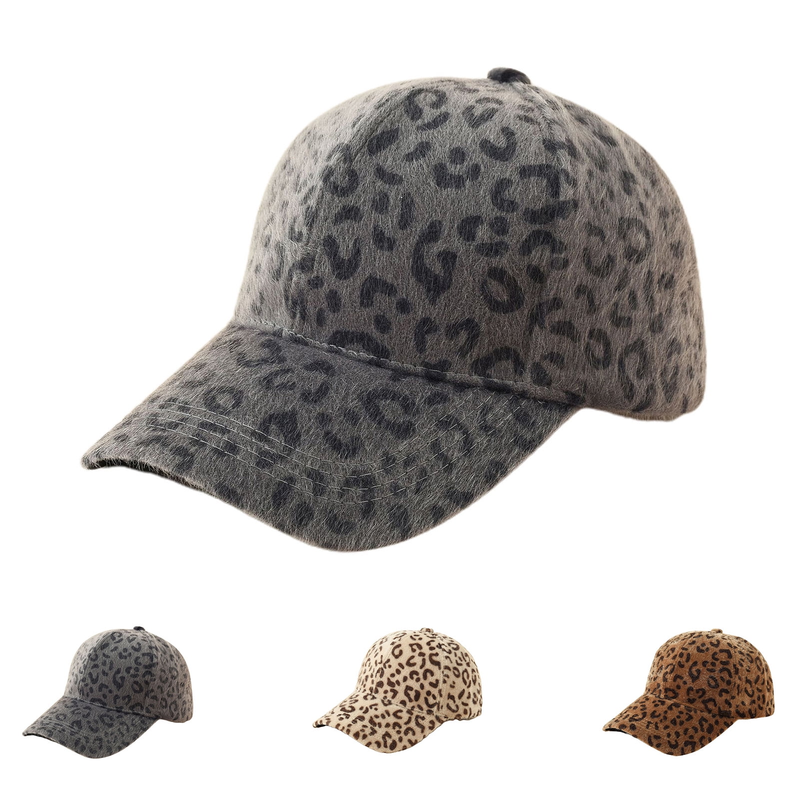 harmtty Hook Loop Fasteners Baseball Cap Extended Brim Warm Leopard ...