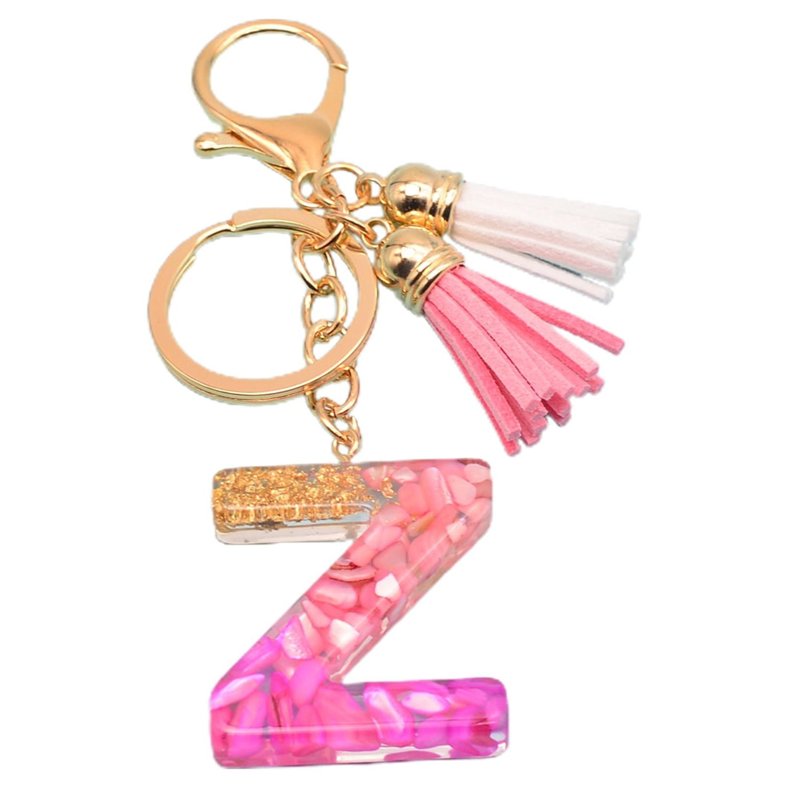 harmtty Key Chain Translucent Alphabet Pendant Shell Decor Letter ...