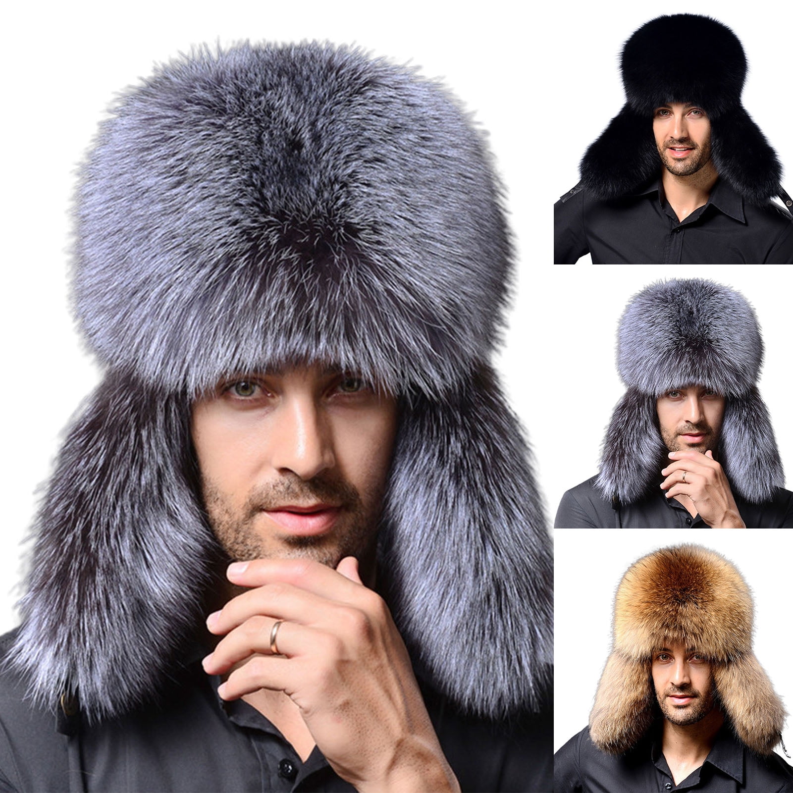 harmtty Man Hat Smooth Touch Non-allergenic Breathable Ear Flap Winter ...