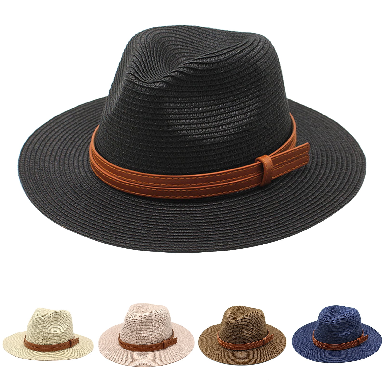 harmtty Panama Hat UV Protection Unisex Deep Wide Brim Sunshade Sun Cap ...