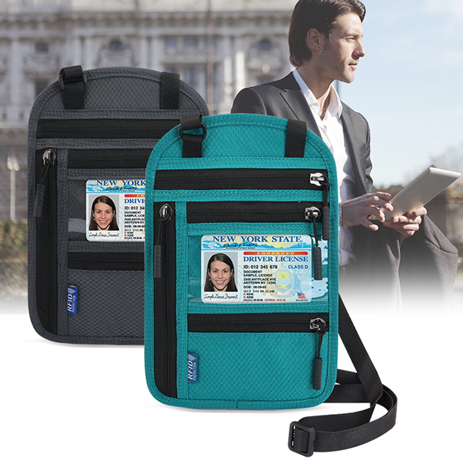 Harmtty RFID Blocking Passport Pouch, Large Capacity, Cross-Shoulder ...