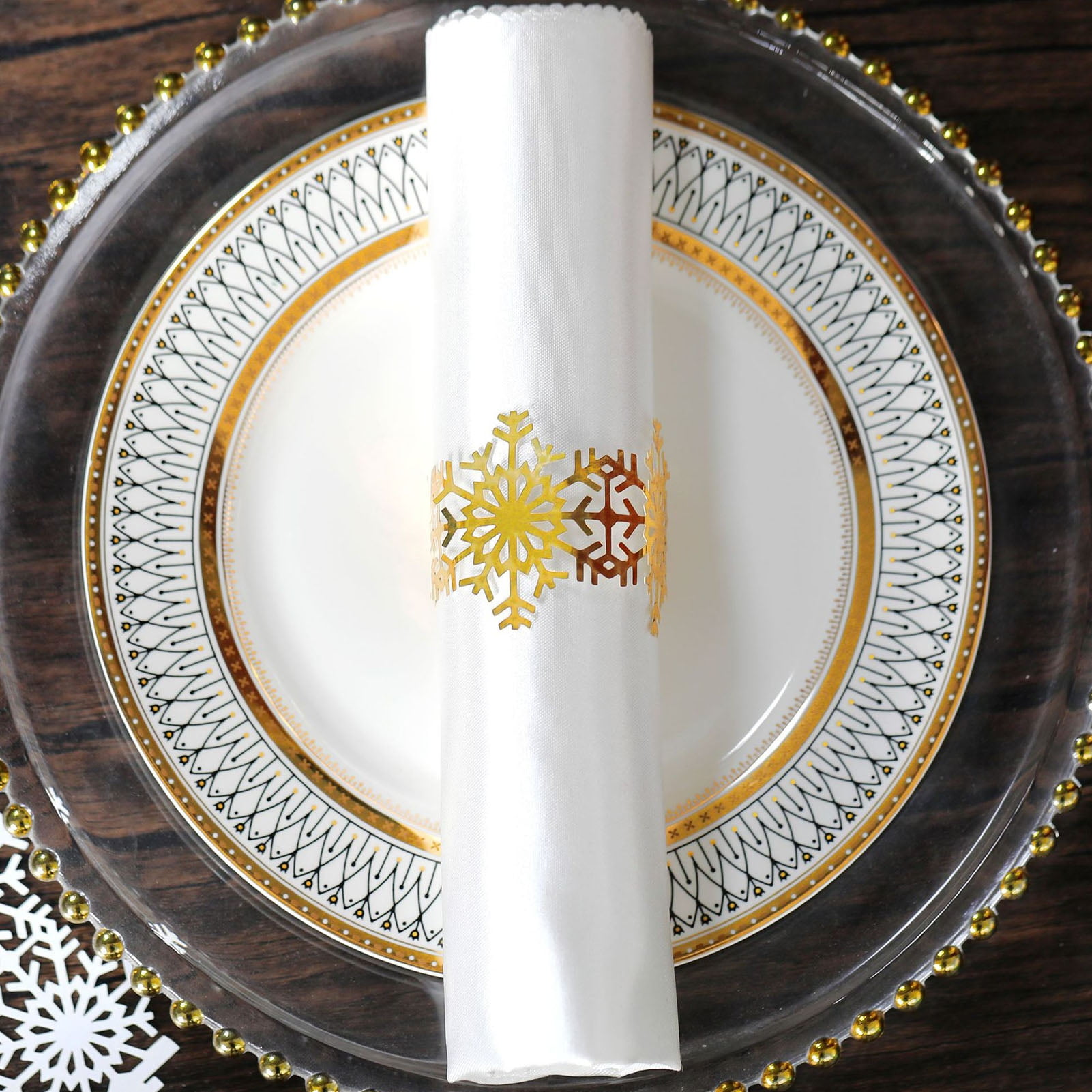 harmtty Snowflake Napkin Rings 50pcs Snowflake Paper Napkin Rings ...