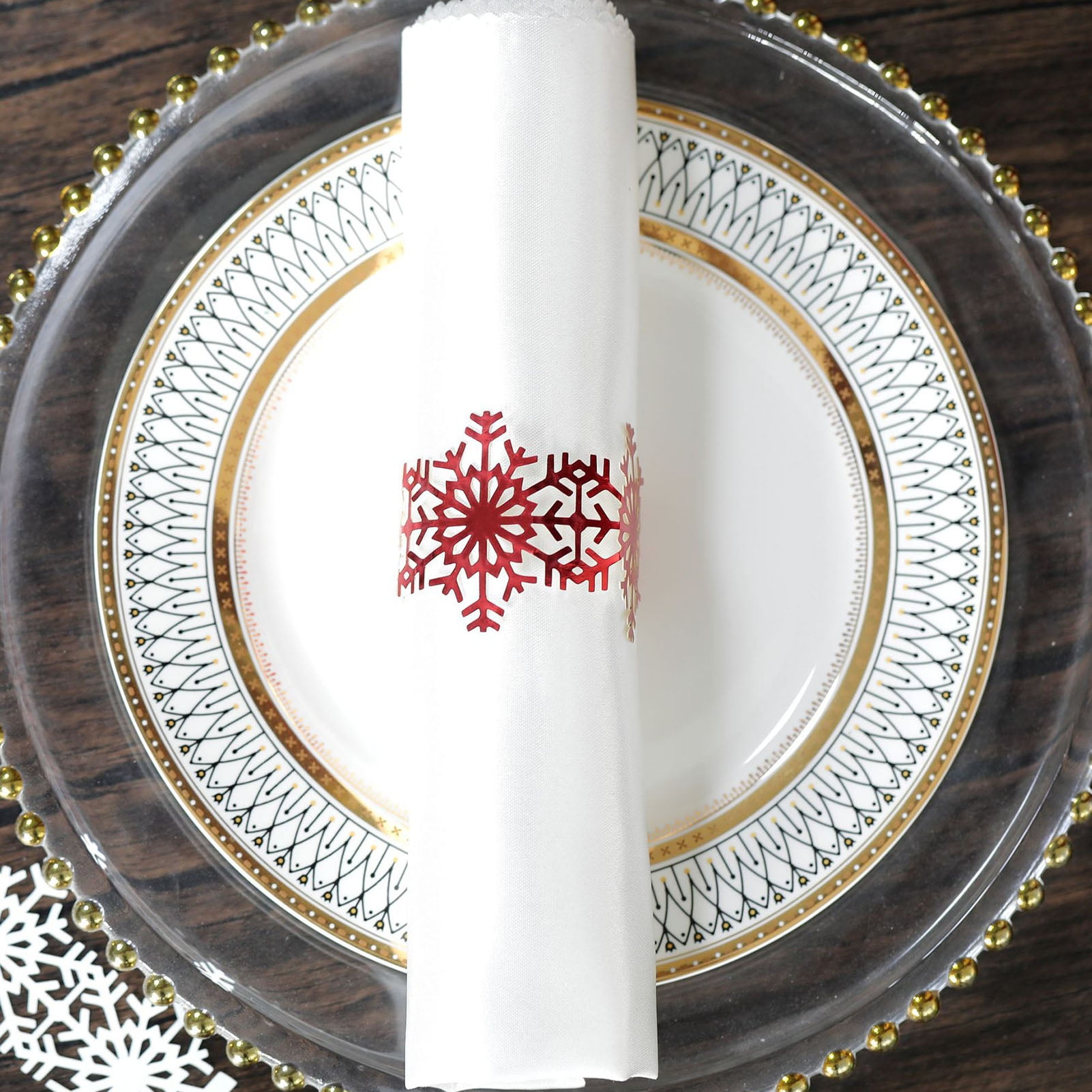 harmtty Snowflake Napkin Rings 50pcs Snowflake Paper Napkin Rings ...