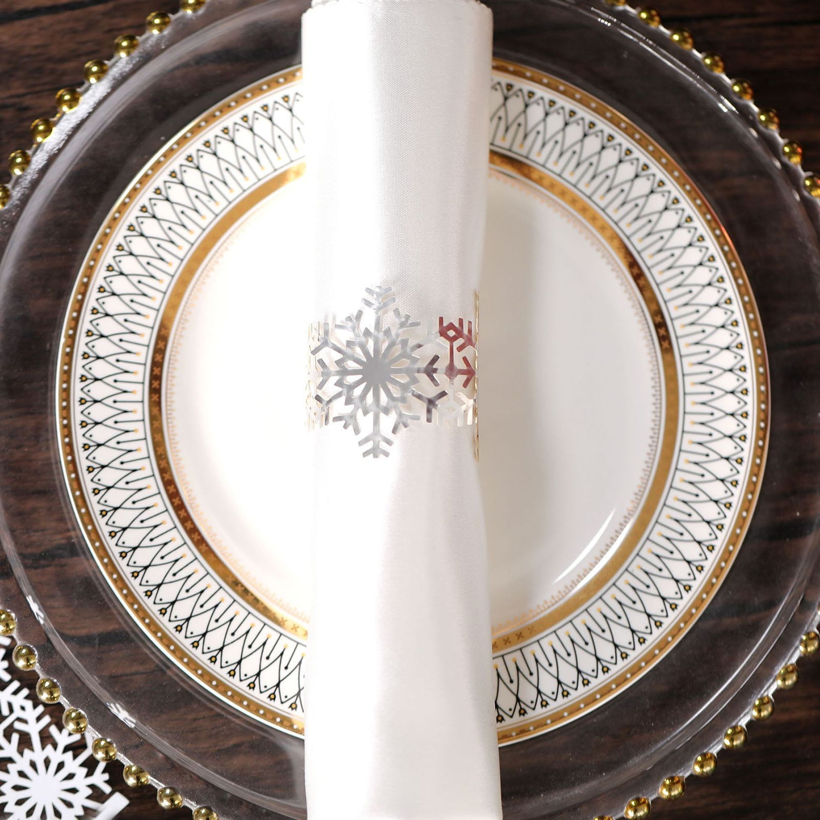 harmtty Snowflake Napkin Rings 50pcs Snowflake Paper Napkin Rings ...