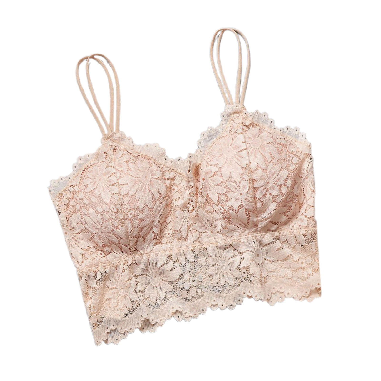 harmtty Spaghetti Straps Beauty Back Lady Bra Wire Free Flower Pattern ...