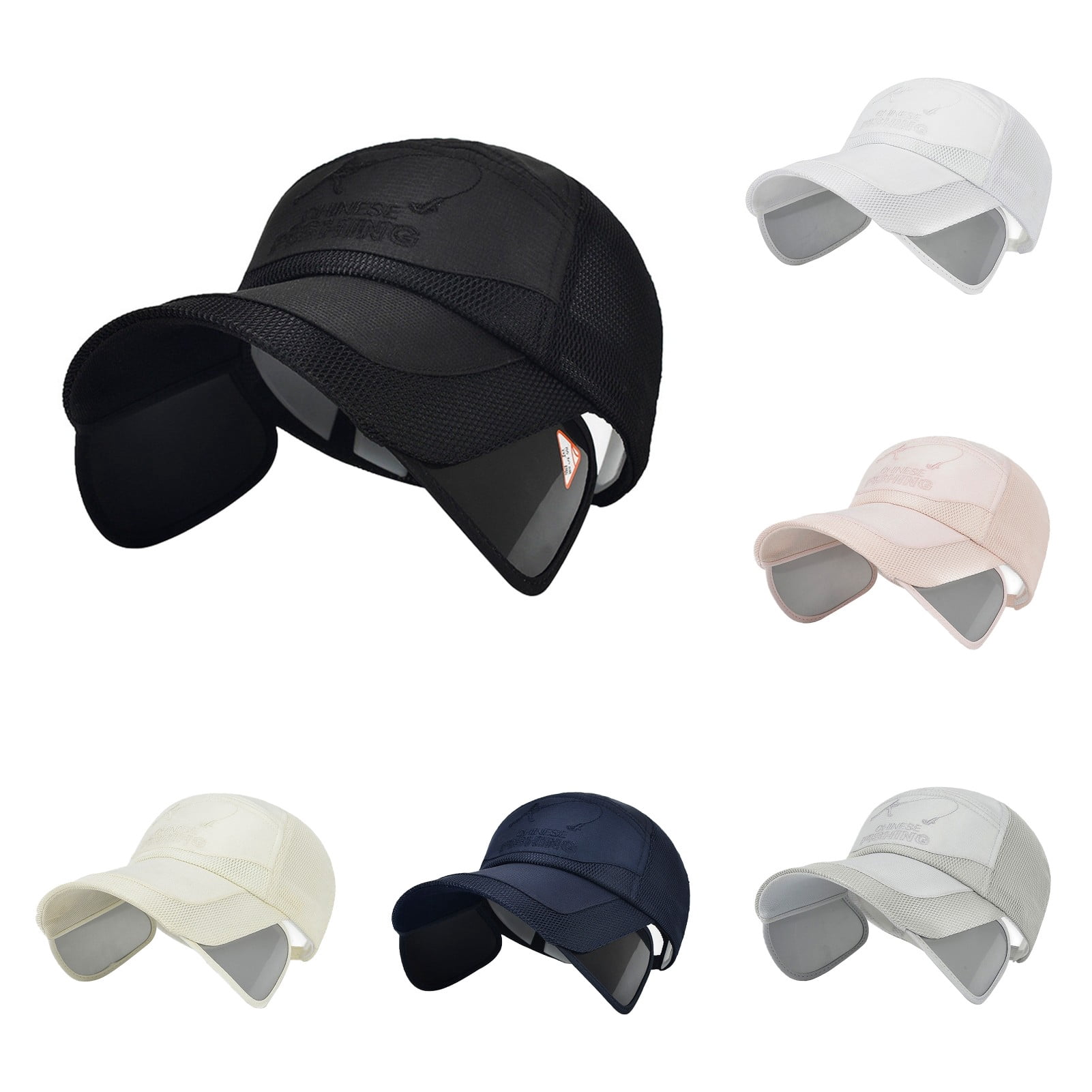 harmtty Sun Hat Exquisite Pattern Retractable Brim Polyester Outdoor UV ...