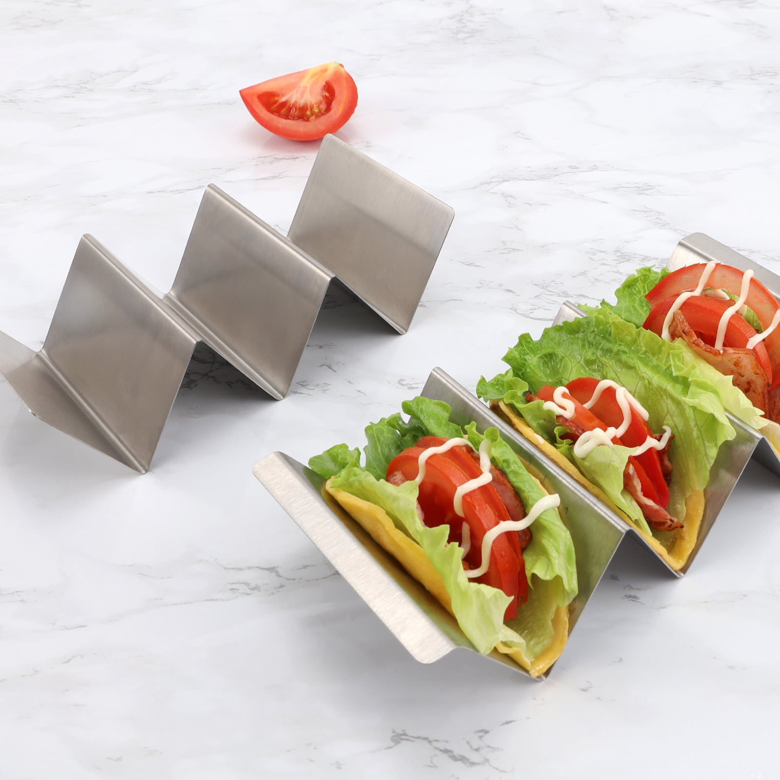 harmtty Taco Holder Stackable Heat Resistant Comfortable Grip Rust ...