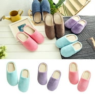 Naierhg Unisex Slippers Solid Color Coral Fleece Warm Open Toe Home ...