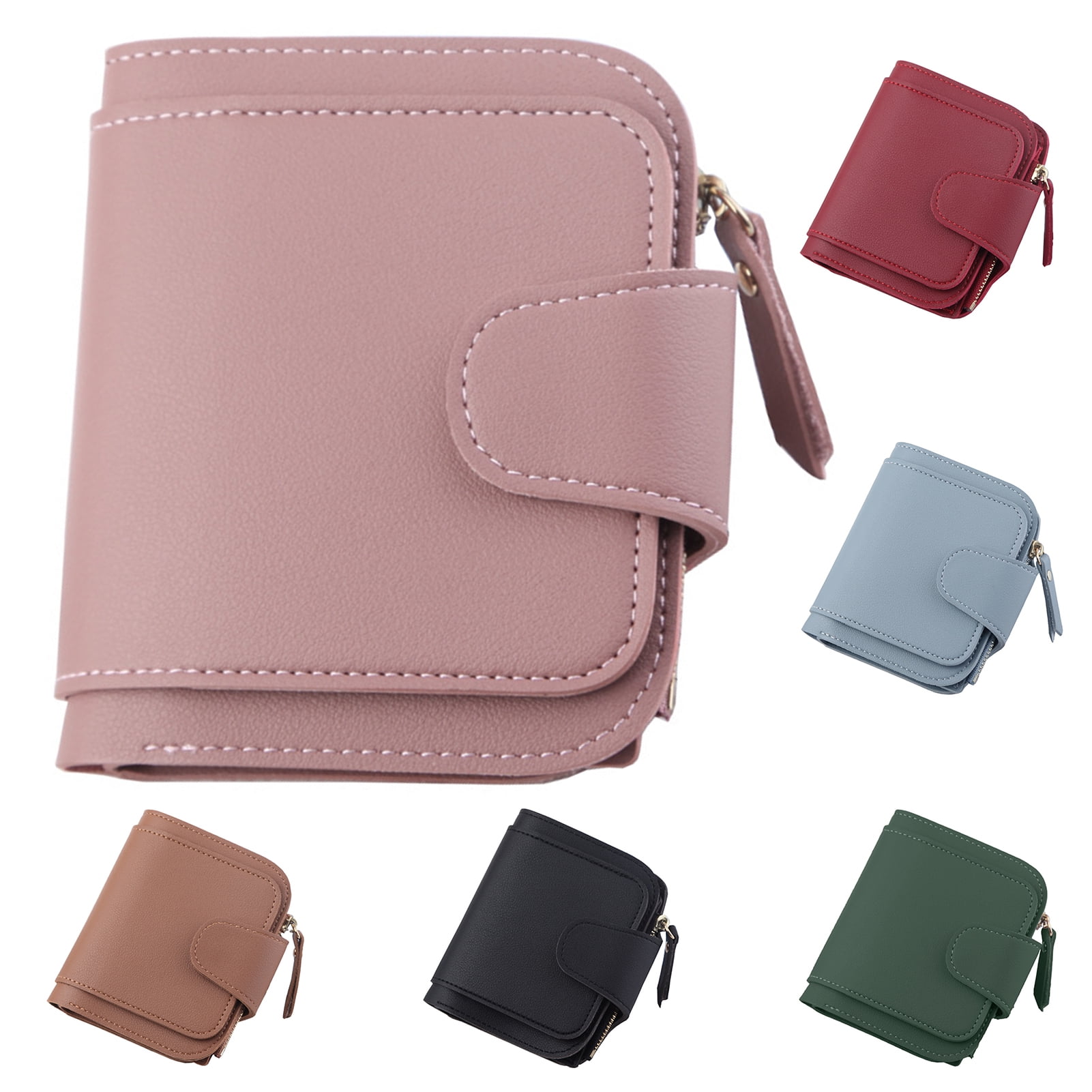 harmtty Wallet Zipper Multi Slots Solid Color Blocking Luxury Card ...