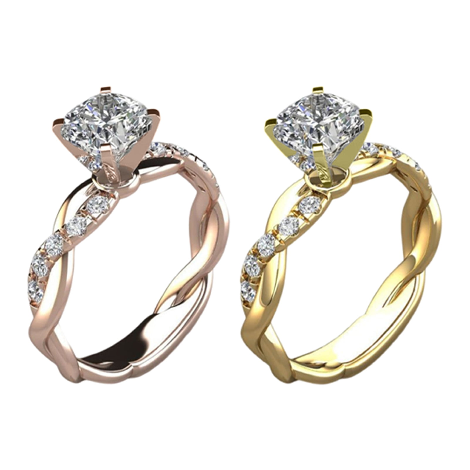 harmtty Wedding Ring Twisted Sparkling High-end Big Rhinestone Knuckle ...