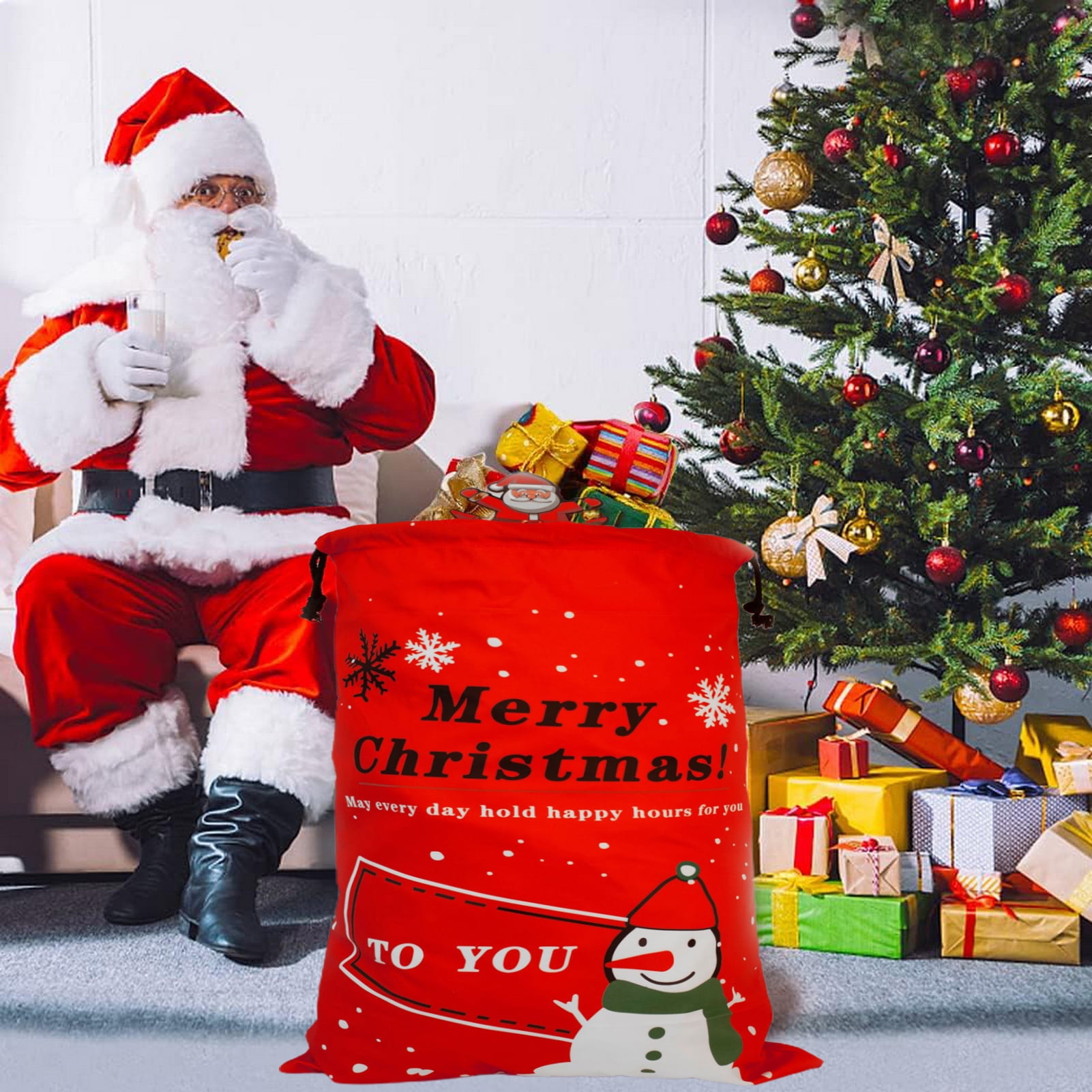 harmtty Xmax 70x50CM Christmas Drawstring Gift Bag Merry Christmas ...