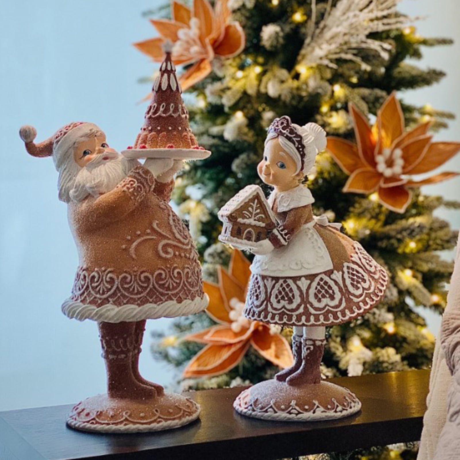 harmtty Xmax Christmas Ornaments Resin Santa Claus with Gingerbread ...