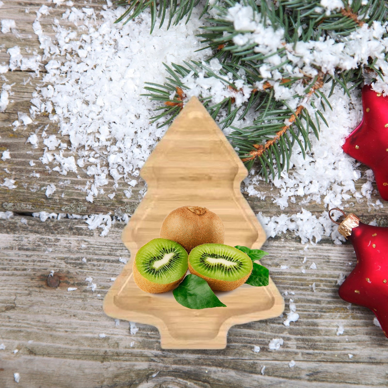 harmtty Xmax Christmas Tree Wooden Tray Cartoon Hat Elk Shape Rustic ...