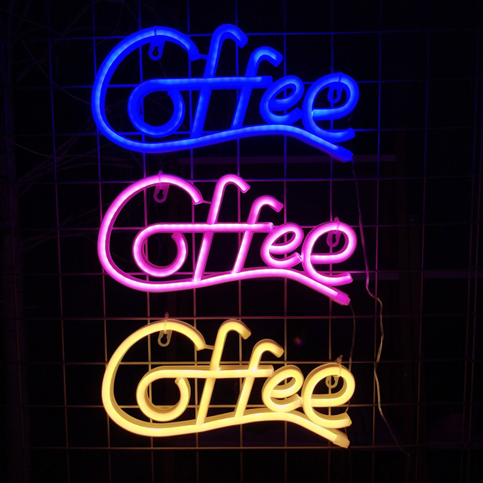 harmtty Xmax Coffee Letter Neon Sign Lamp Creative Shape Battery ...