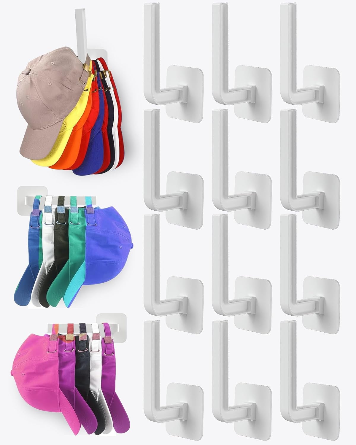 hat rack for hat storage (4-pack), multi-purpose hat organizer, strong ...