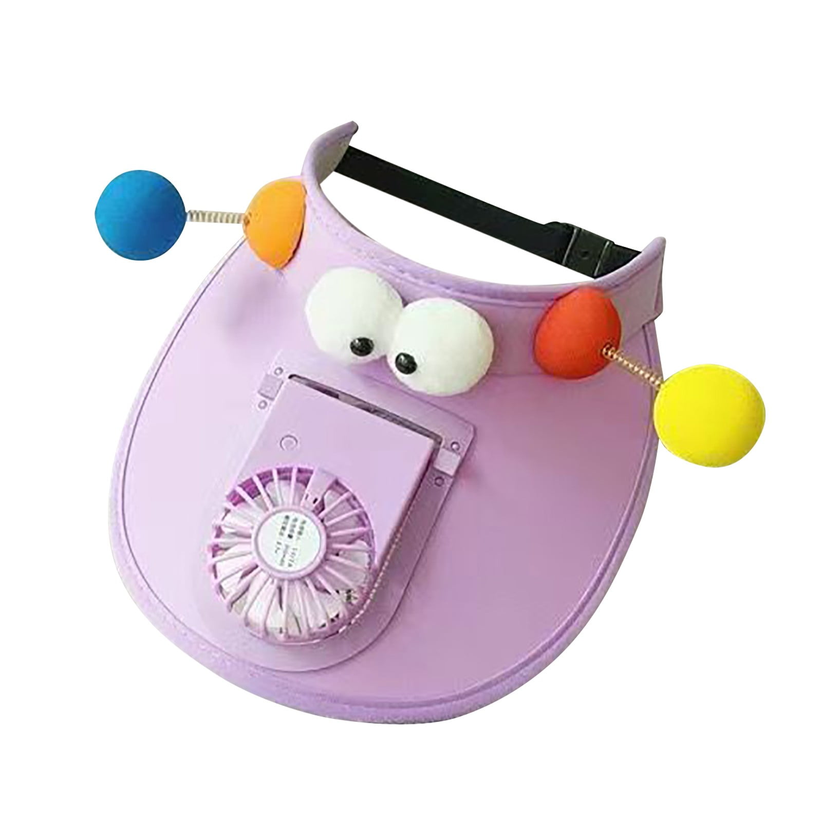 hat with fan power fan car fan Cute Eye Wide Brim Visor Cap With ...