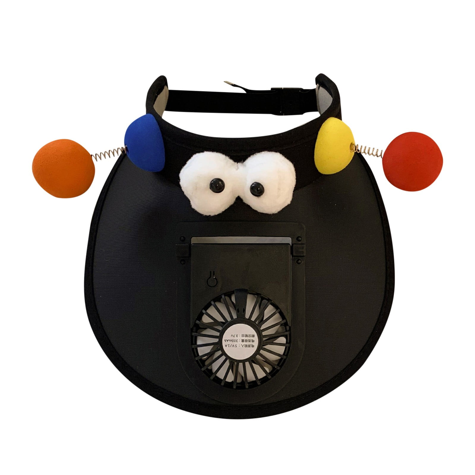 hat with fan power fan misting fan Cute Eye Wide Brim Visor Cap With ...