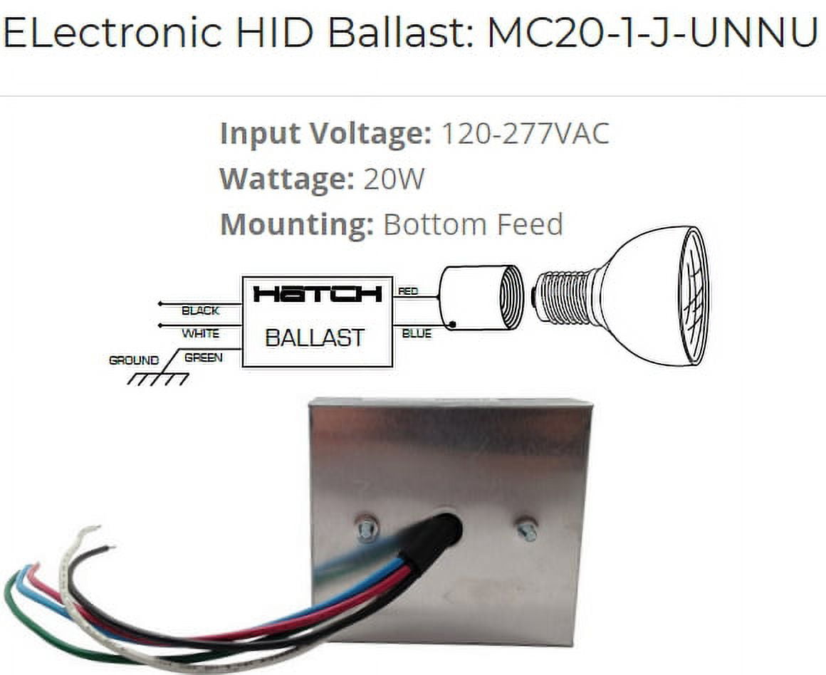 Hatch MC20-1-J-UNNU - 20 Watt - 120/277 Volt - Electronic Metal Halide ...