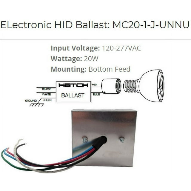 Hatch MC20-1-J-UNNU - 20 Watt - 120/277 Volt - Electronic Metal Halide ...