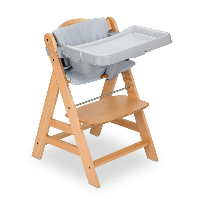 hauck AlphaPlus Grow Along Wooden High Chair w/Grey Tray & Seat Cushion ...